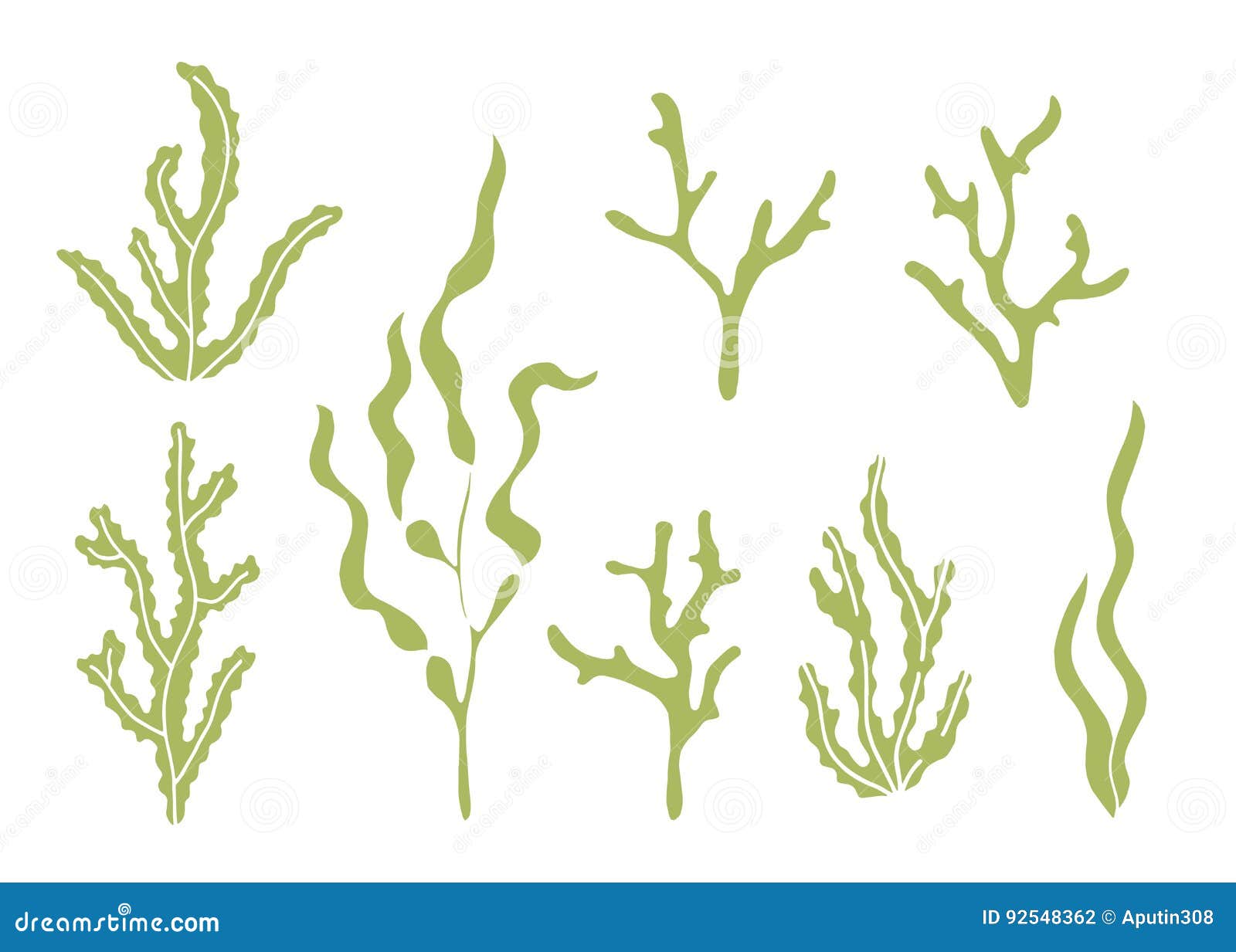 Seaweed Vector Silhouette Set Stock Vector - Illustration of marine ...