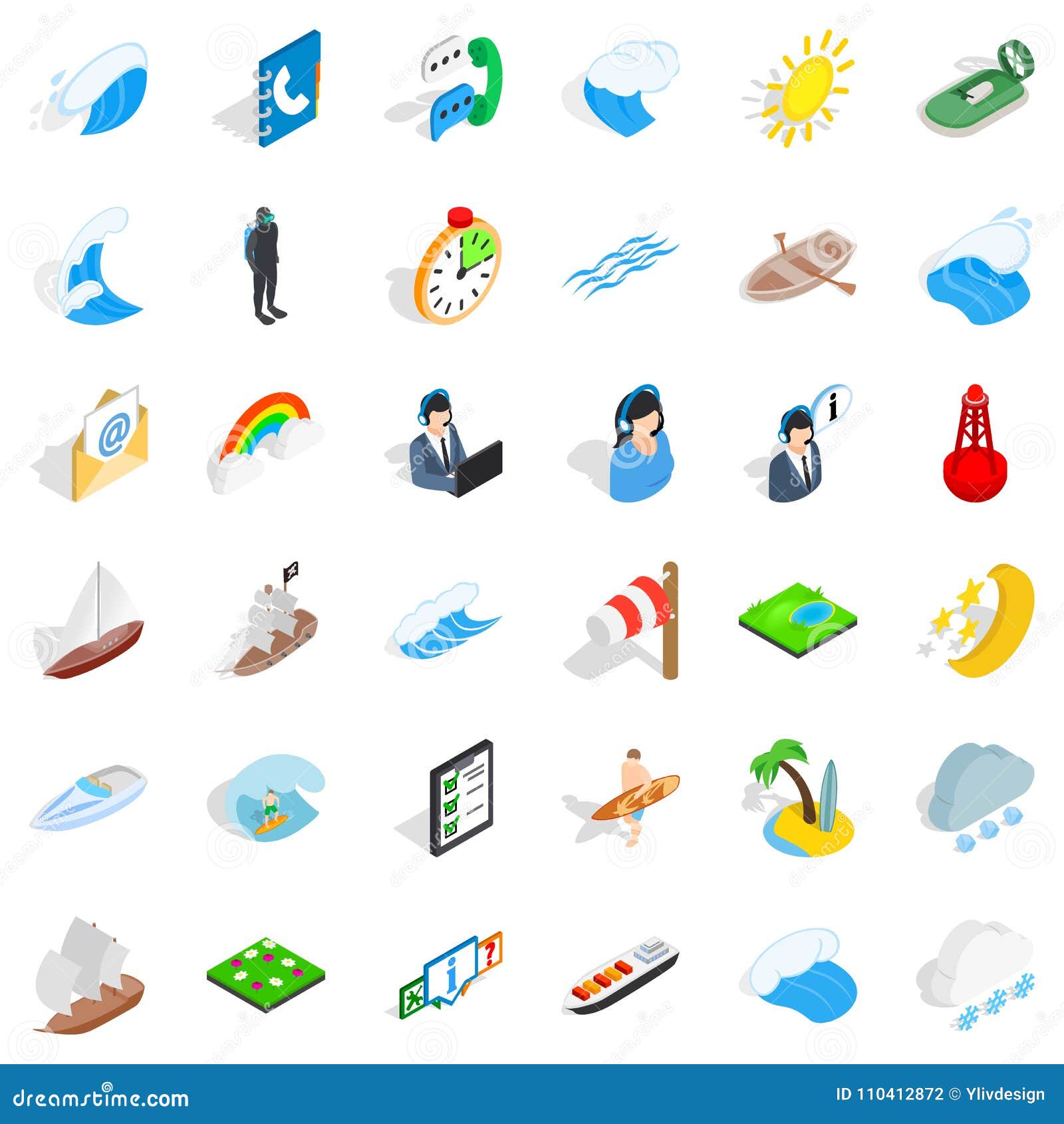 Seaworthy Icons Set, Isometric Style Stock Vector - Illustration of ...