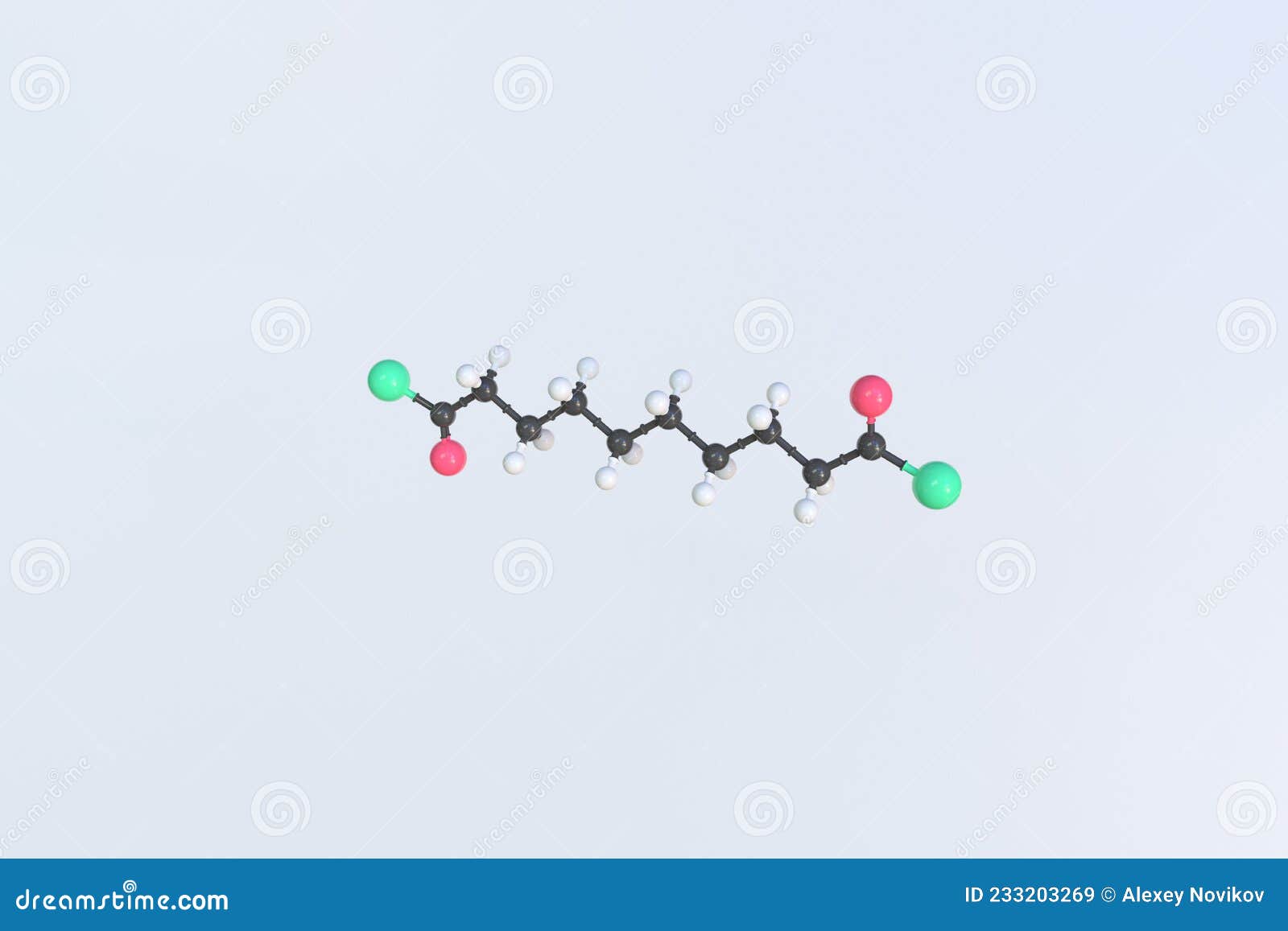 Sebacoyl Chloride Molecule Made with Balls, Isolated Molecular Model ...
