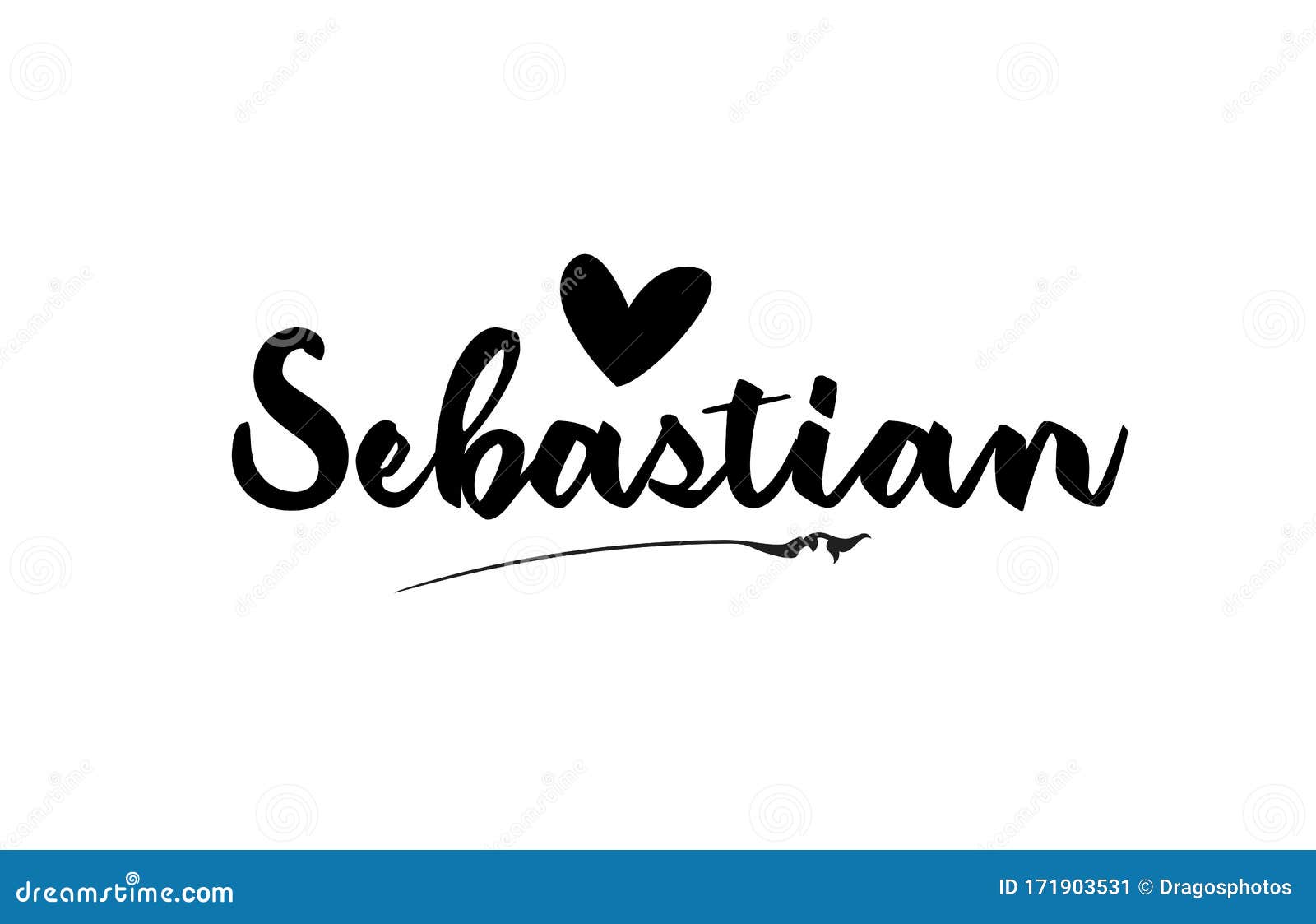 Sebastian Name Text Word with Love Heart Hand Written for Logo ... Sebastian Name Text Word with Love Heart Hand Written for Logo ...