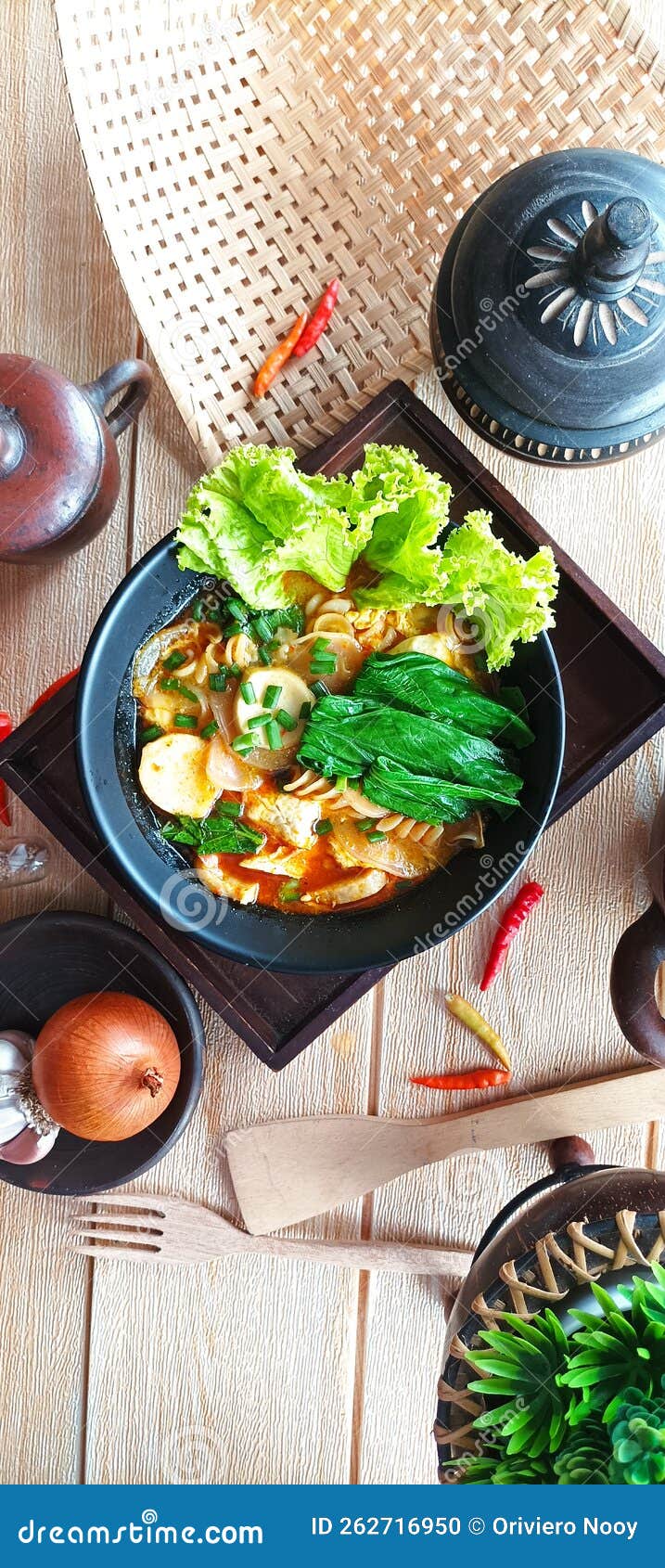 Seblak stock photo. Image of plant, fish, produce, curry - 262716950