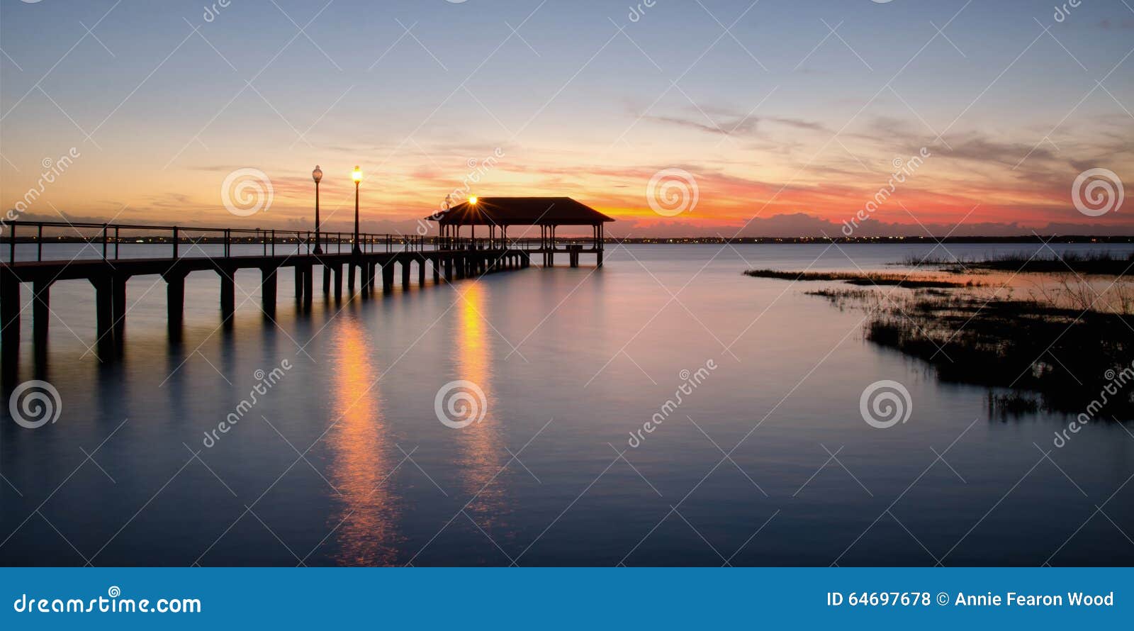 Sebring City Pier at Sunset, Florida Stock Photo - Image of lake ...