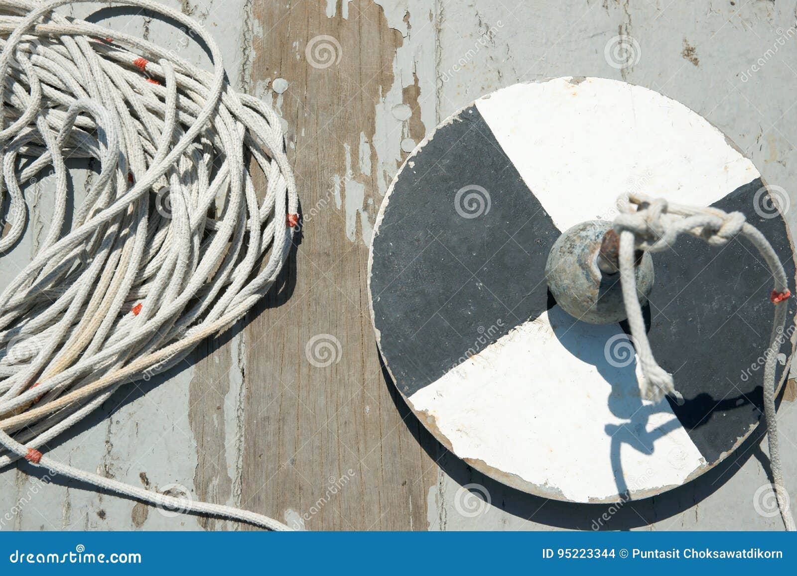 Secchi Disk with Rope on a Wooden Dock Stock Photo - Image of dock ...
