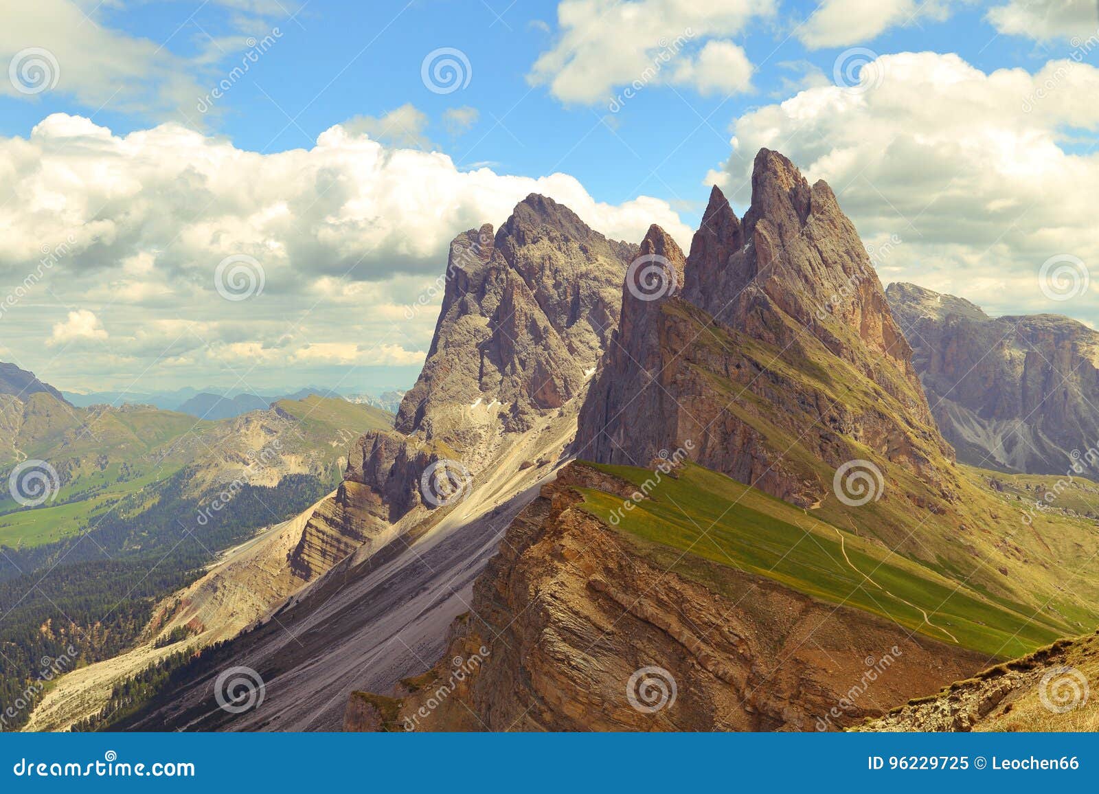 Seceda Mountain in the Dolomites Stock Image - Image of trekking ...