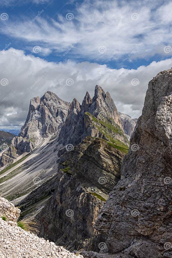 Seceda Ridge in the Dolomites, Captured in a Vertical Frame. the Sharp ...