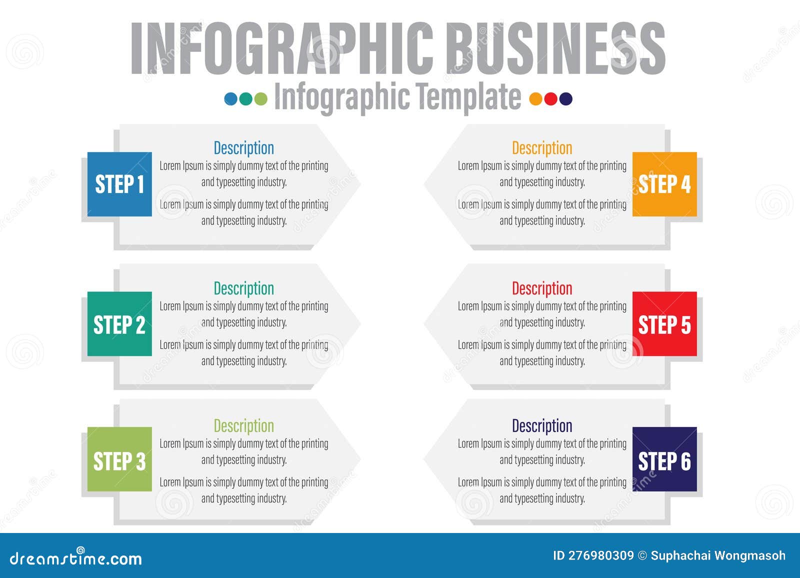 Sechs Pfeil-Rechteck-Timeline-Schritte Oder Option Workflow-infographic ...