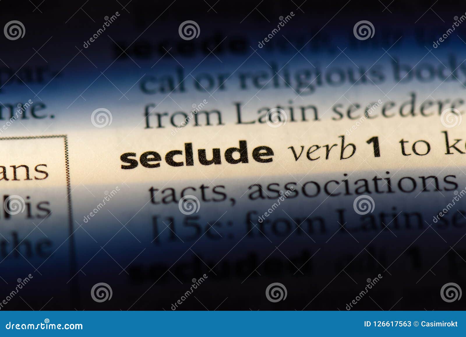 Seclude stock image. Image of macro, closeup, word, book - 126617563