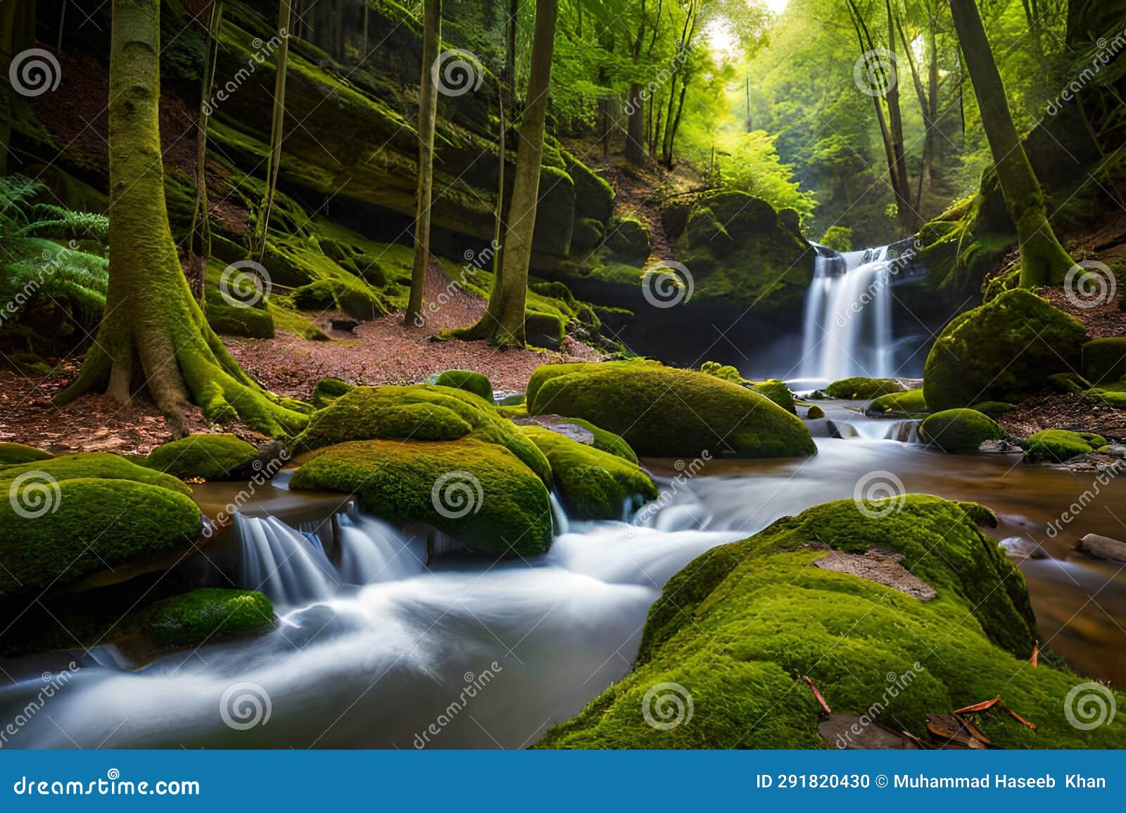 A Secluded, Moss-covered Glen with a Trickling Stream and Ancient Stone ...