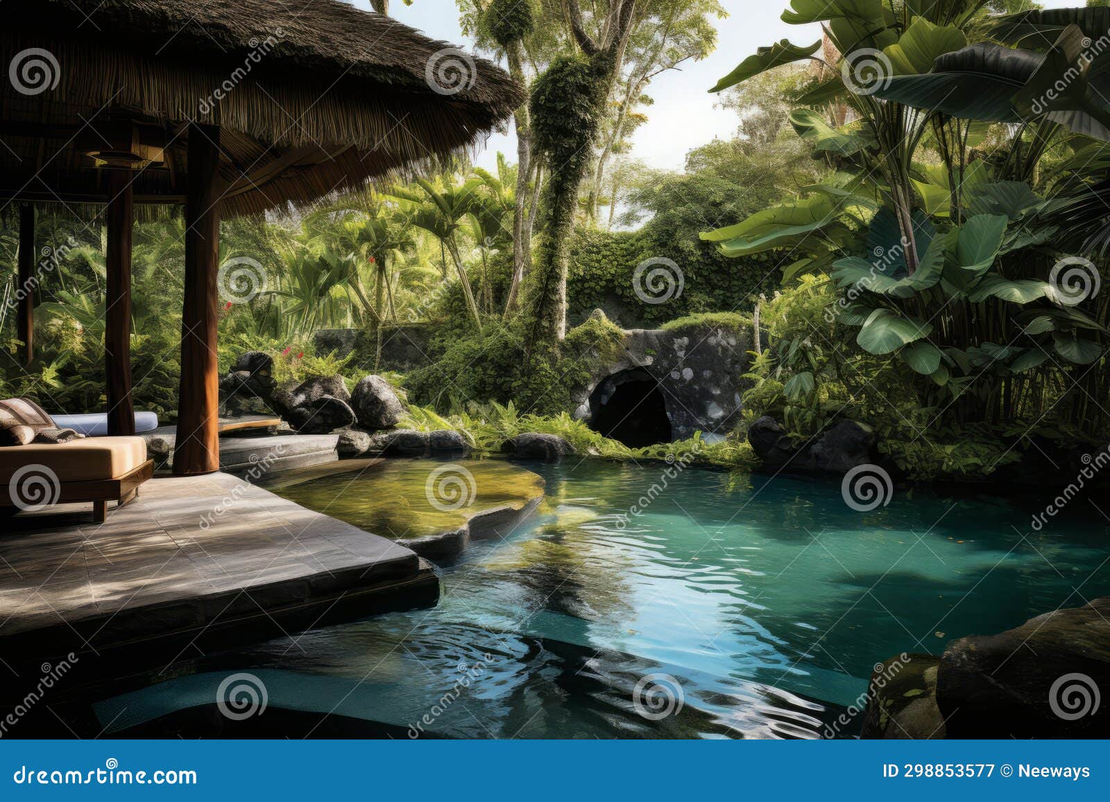 Secluded Resort with Lagoon-Style Pool - AI Generated Stock Image ...