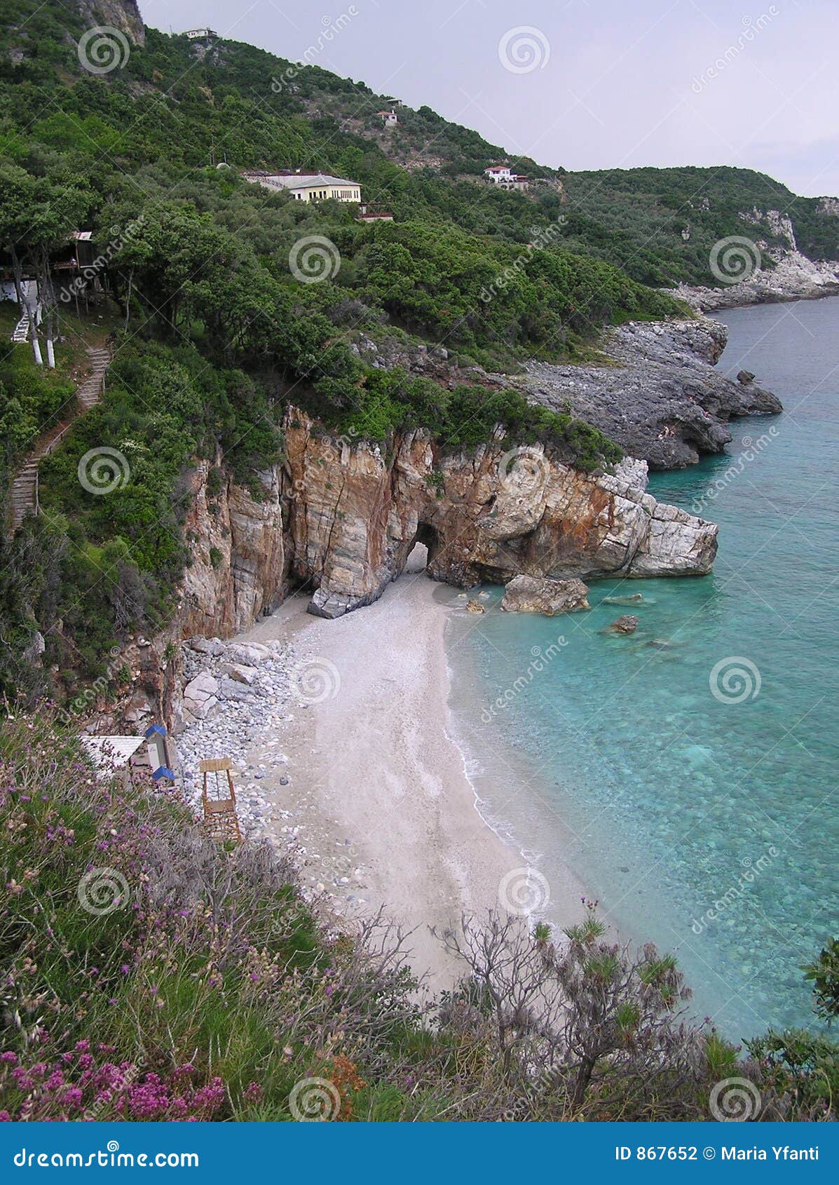 Secluded Sandy Beach in Greece Stock Photo - Image of exotic ...