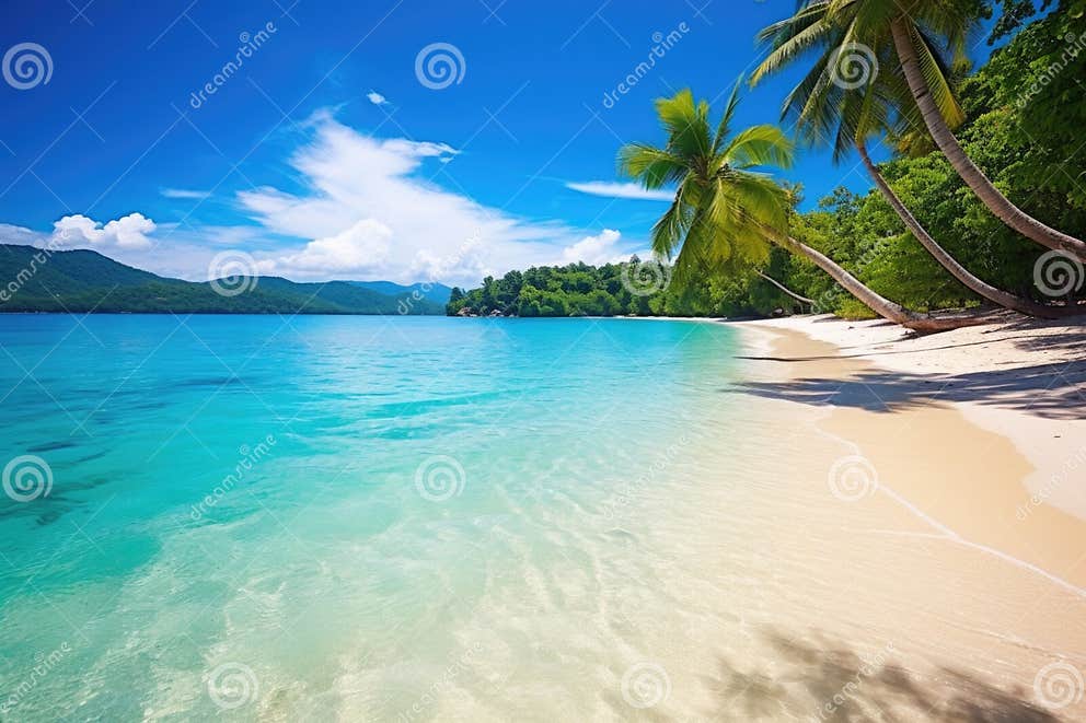 A Secluded Tropical Beach with Azure Waters Stock Image - Image of ...