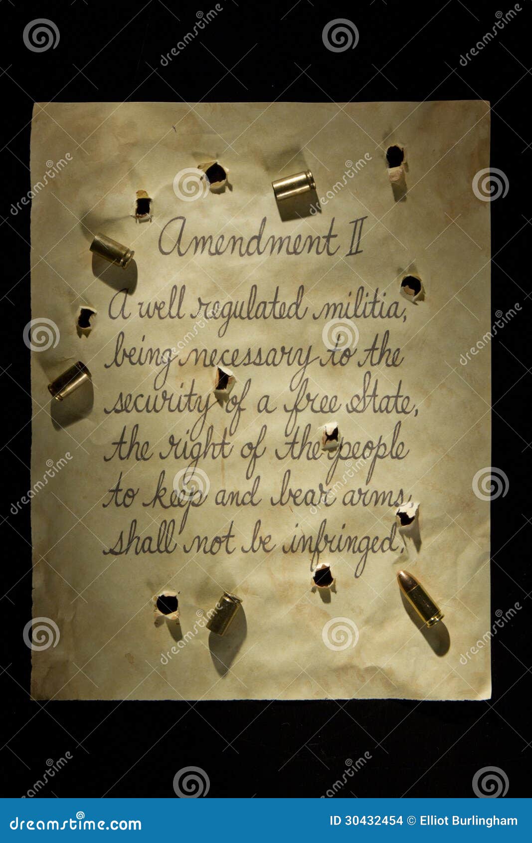 Second Amendment with Bullets and Bullet Holes Stock Photo - Image of ...