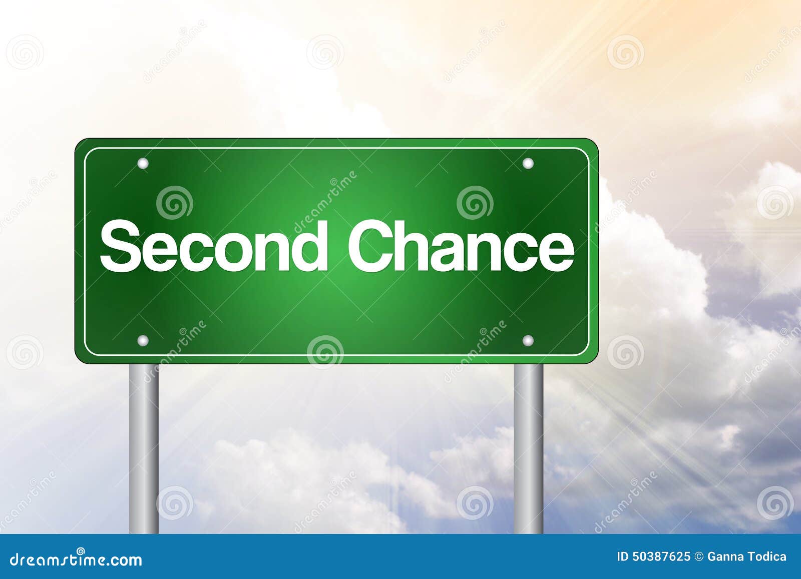 Second Chance Green Road Sign Stock Illustration - Illustration of ...