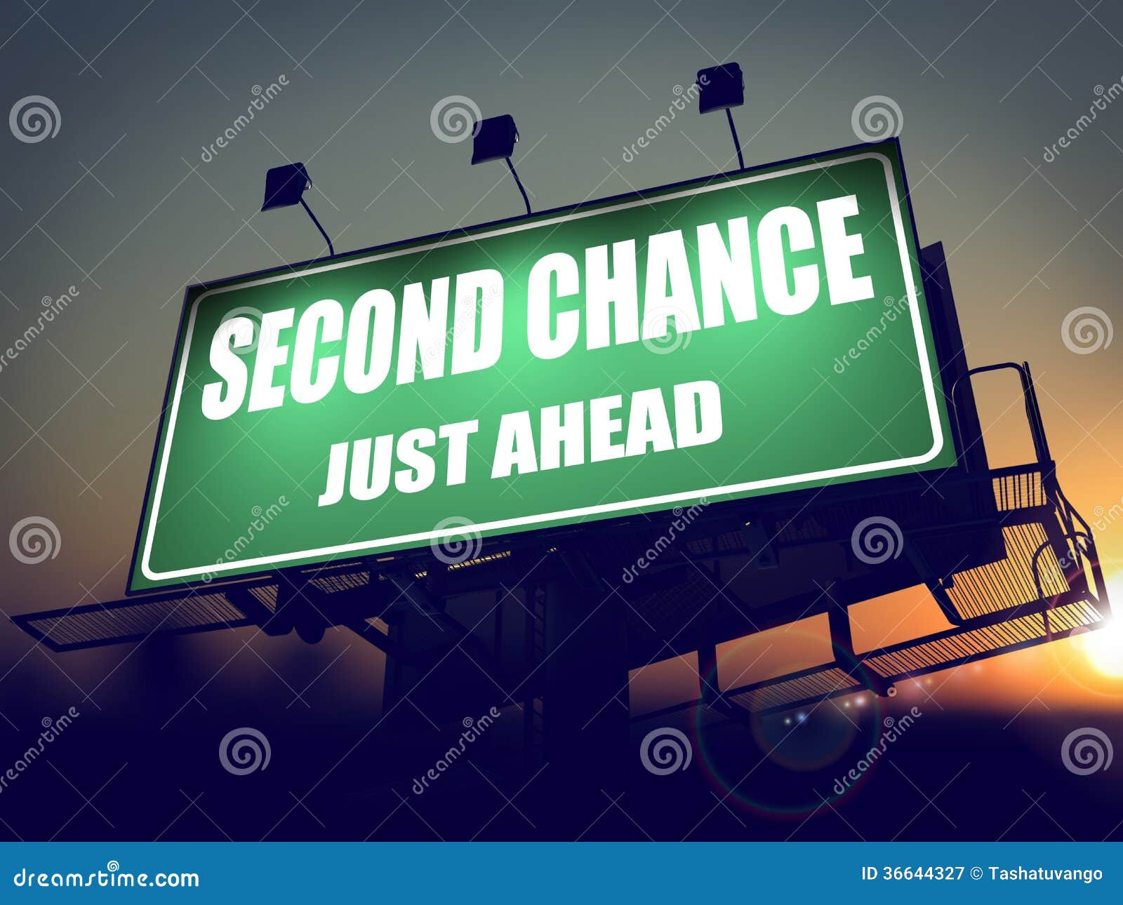 Second Chance Just Ahead on Green Billboard. Stock Illustration ...