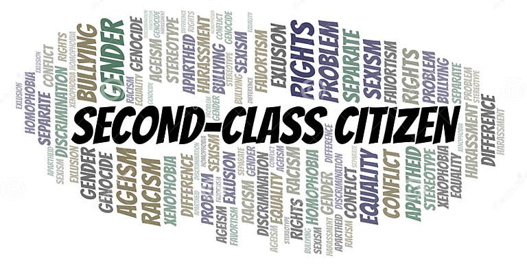 Second-Class Citizen - Type of Discrimination - Word Cloud Stock ...