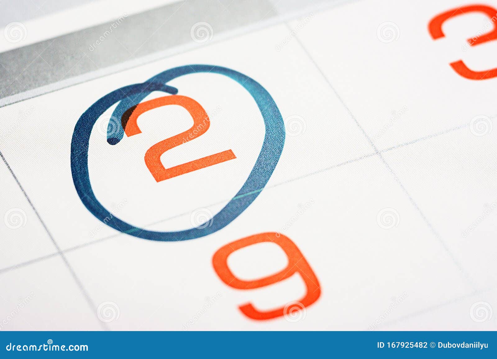 The Second Day of the Month Stock Photo - Image of close, agenda: 167925482