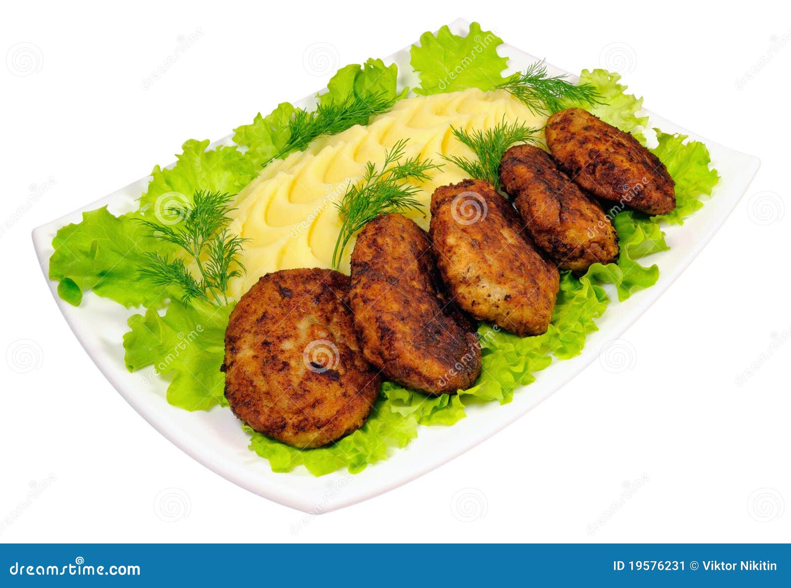 The Second Dish - Russian Rissole and Mashed Stock Image - Image of ...