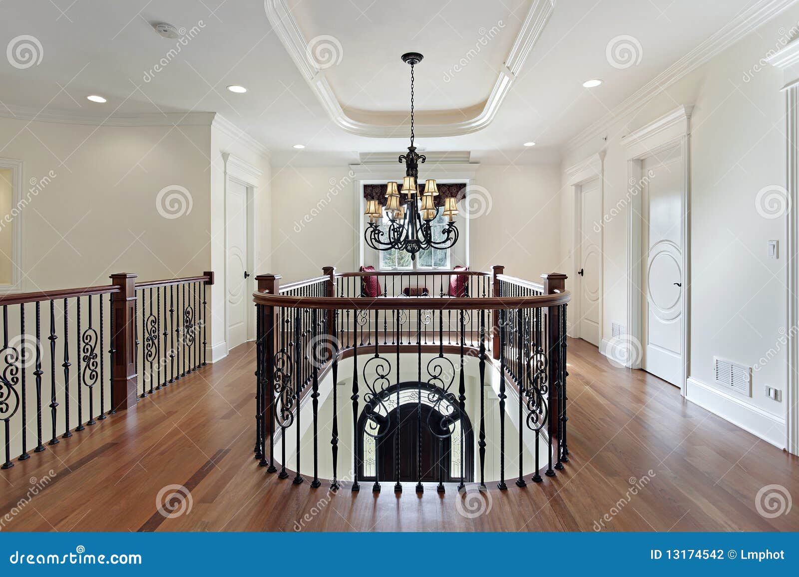 Second Floor Landing in Luxury Home Stock Photo - Image of floor ...