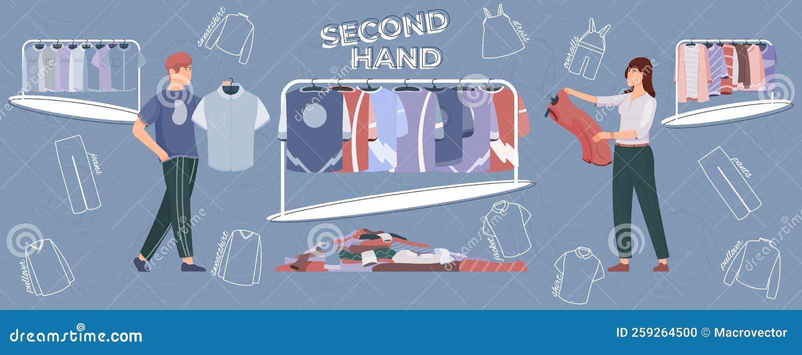 Second Hand Clothes Abstract Illustration Stock Vector - Illustration ...