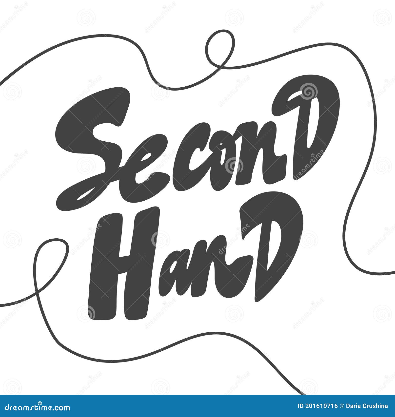 Second Hand. Hand Drawn Lettering Logo for Social Media Content Stock ...