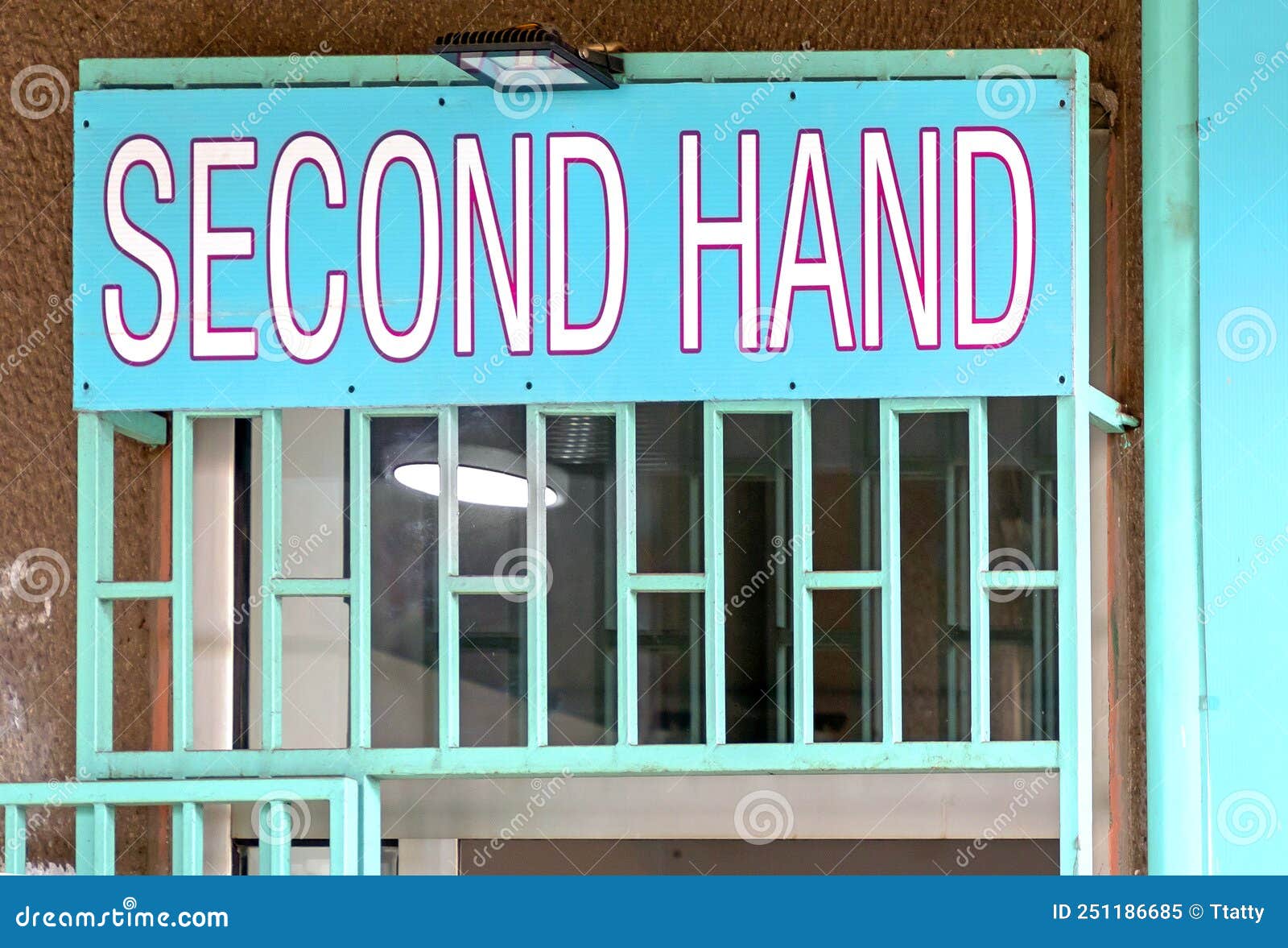 Second hand shop on facade stock image. Image of commercial - 251186685