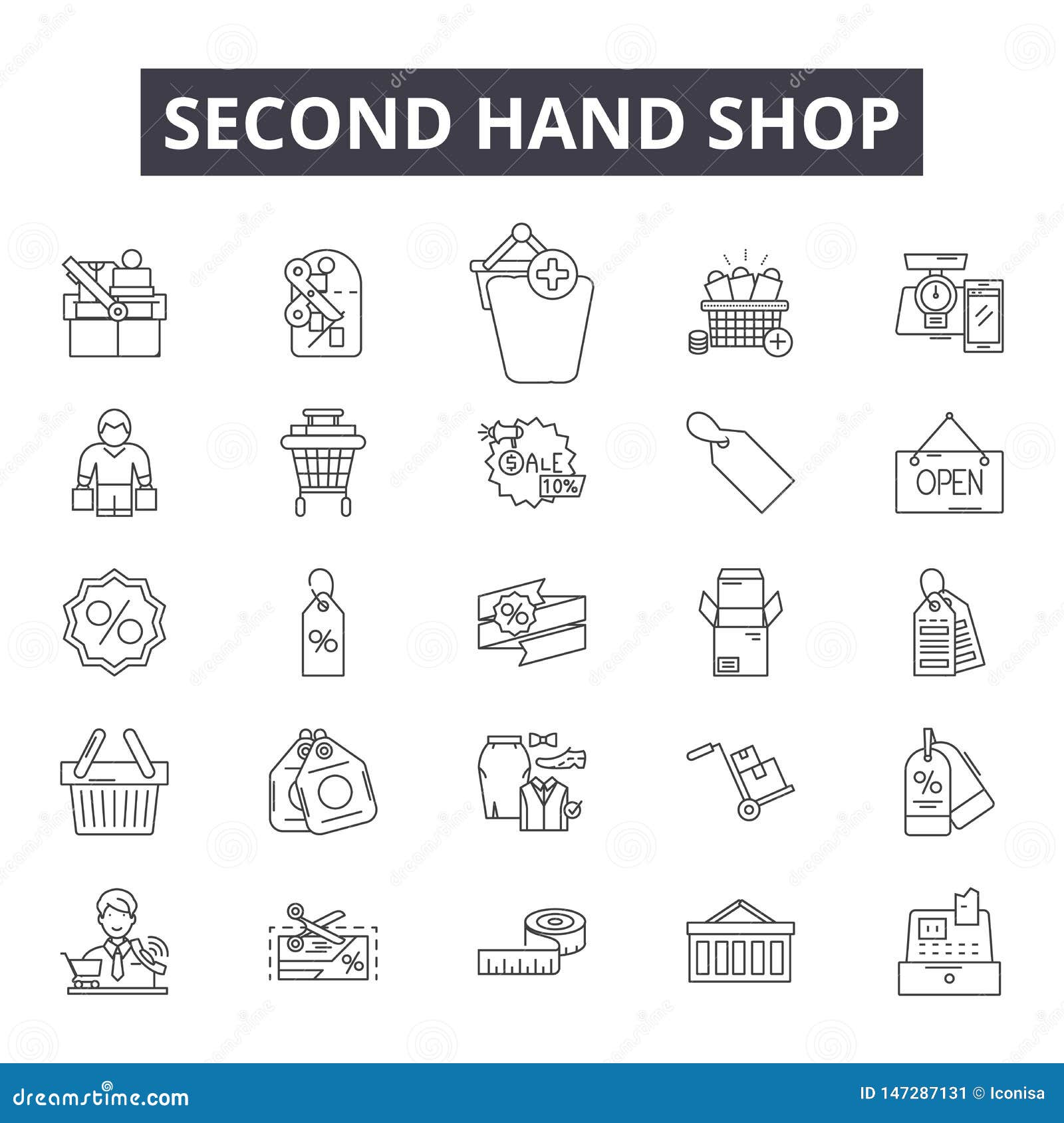 Second Hand Shop Line Icons, Signs, Vector Set, Linear Concept, Outline ...