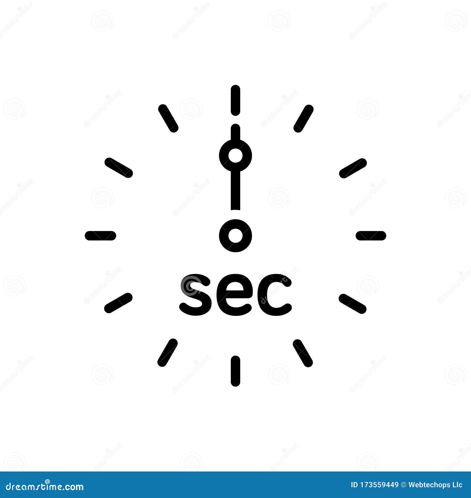 Black Line Icon for Second, Time and Clock Stock Illustration ...