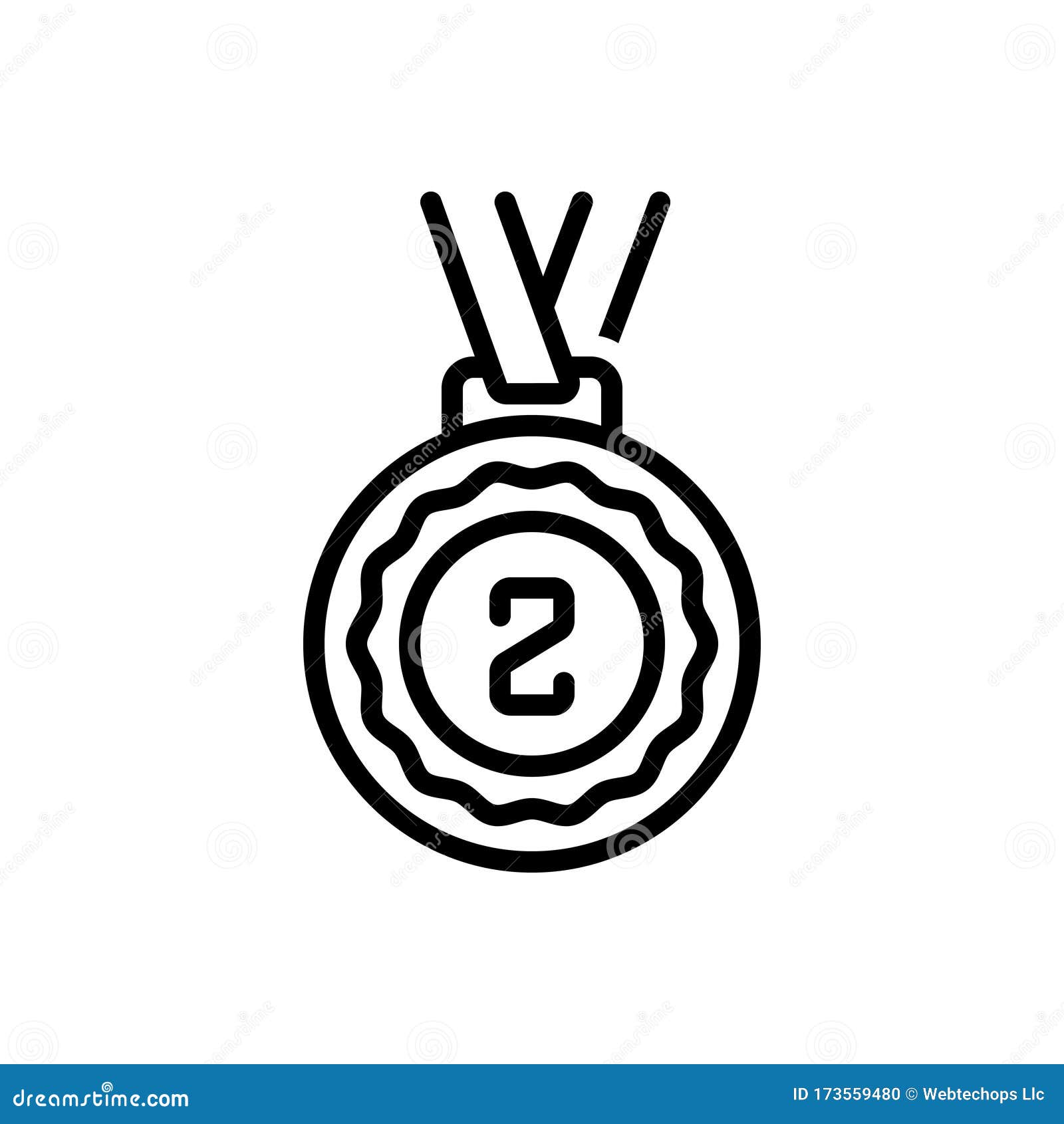Black Line Icon for Second, Winner and Success Stock Vector ...