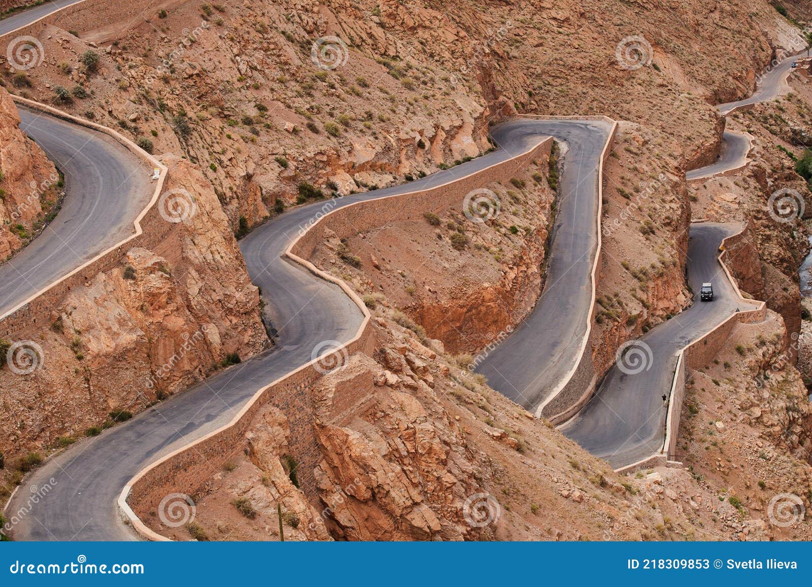 Tichka Pass Winding Road stock image. Image of destinations - 218309853