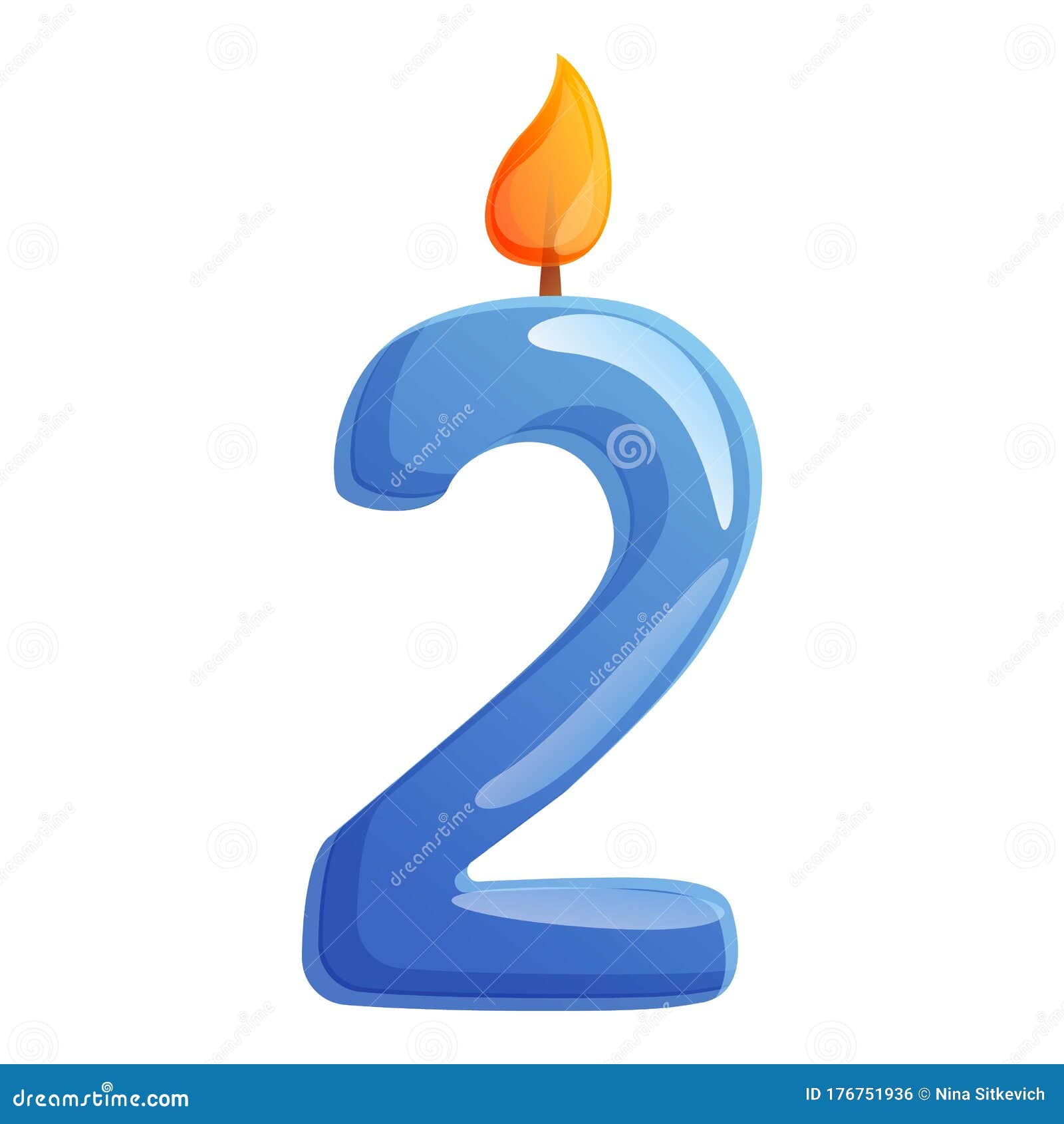 Second Number Candle Icon, Cartoon Style Stock Vector - Illustration of ...