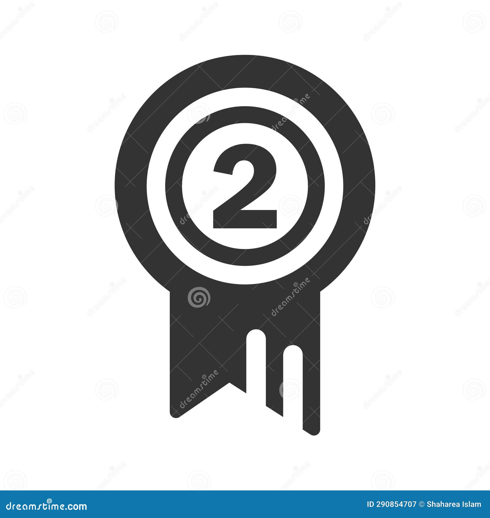 Second place badge Icon stock vector. Illustration of award - 290854707