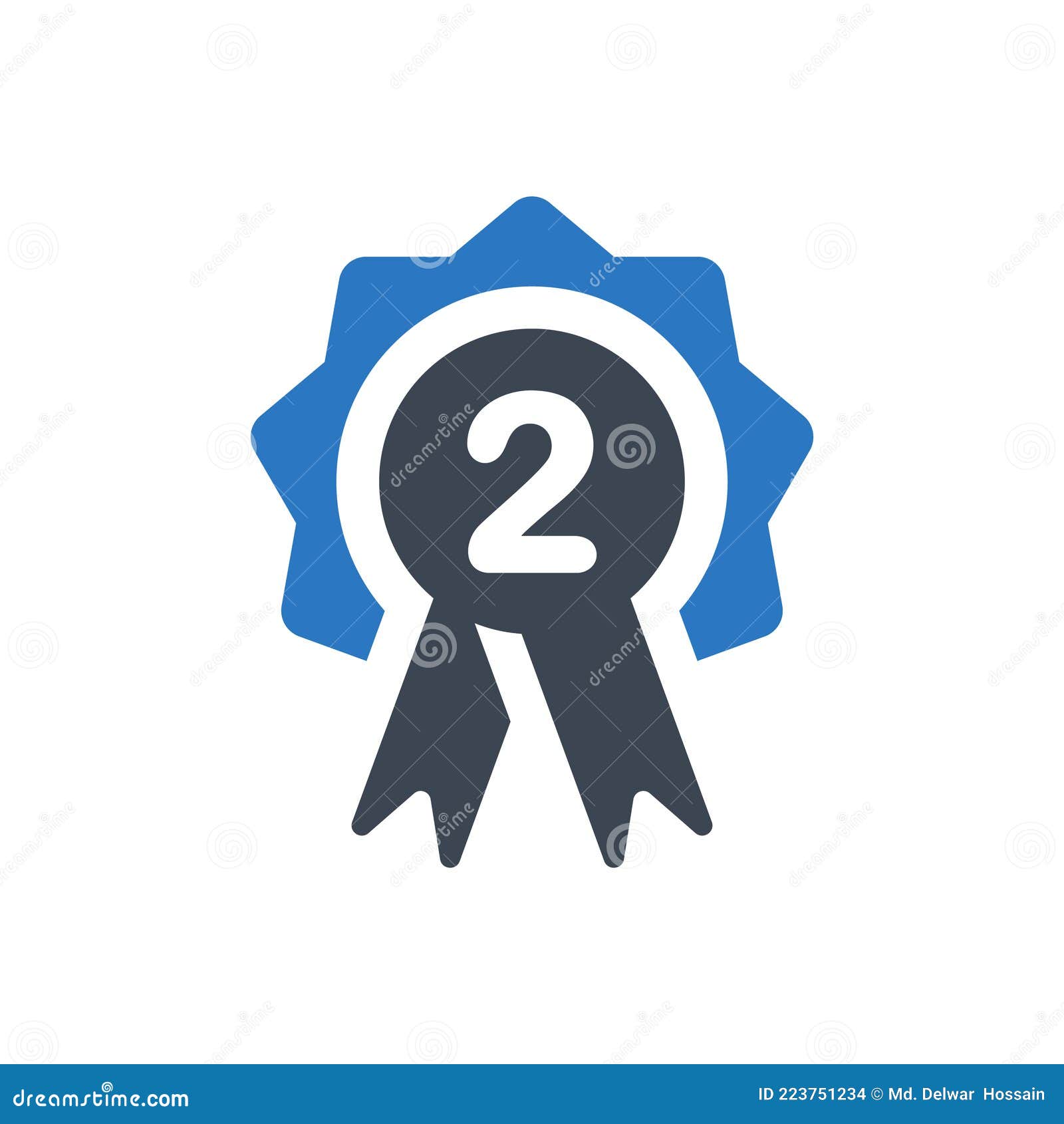 Second place badge icon stock vector. Illustration of symbol - 223751234