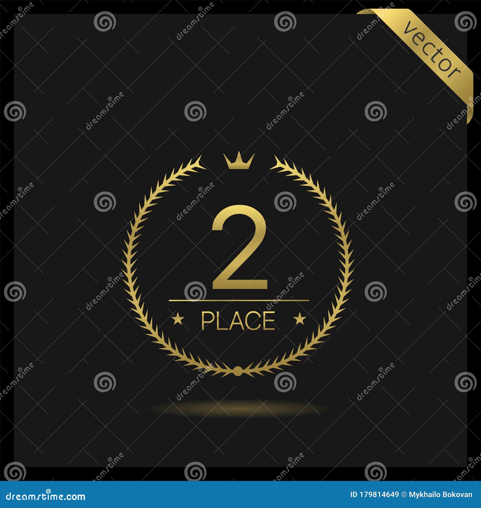Second Place Laurel Wreath Icon Stock Vector - Illustration of place ...