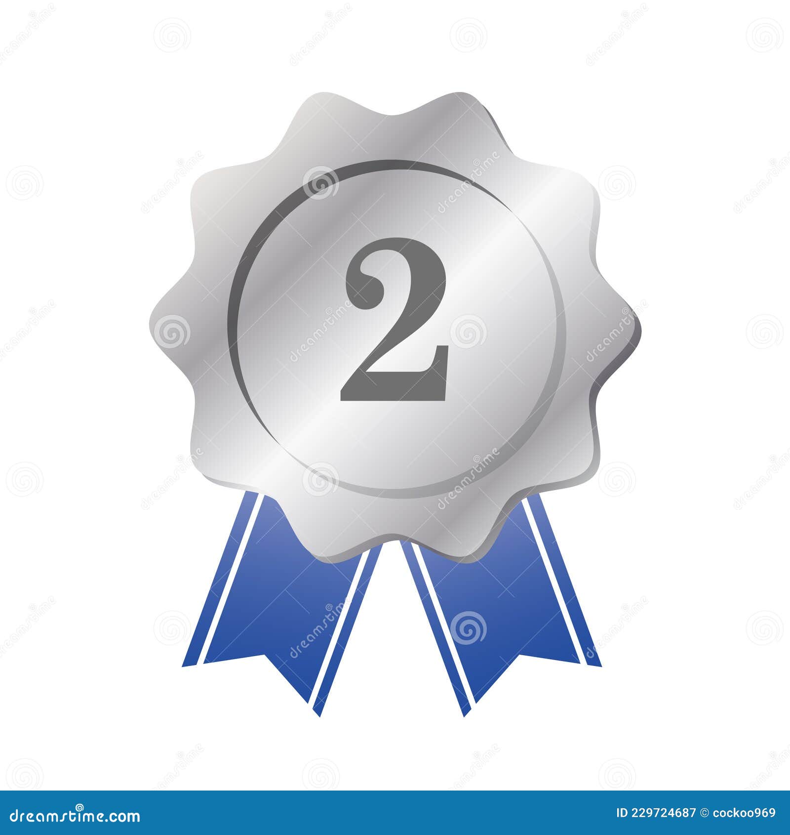 Second Place Medal in Silver Gradation Stock Vector - Illustration of ...