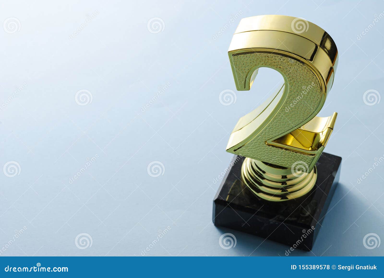 Second Place Runner Up Gold Trophy with Copy Space Stock Photo - Image ...