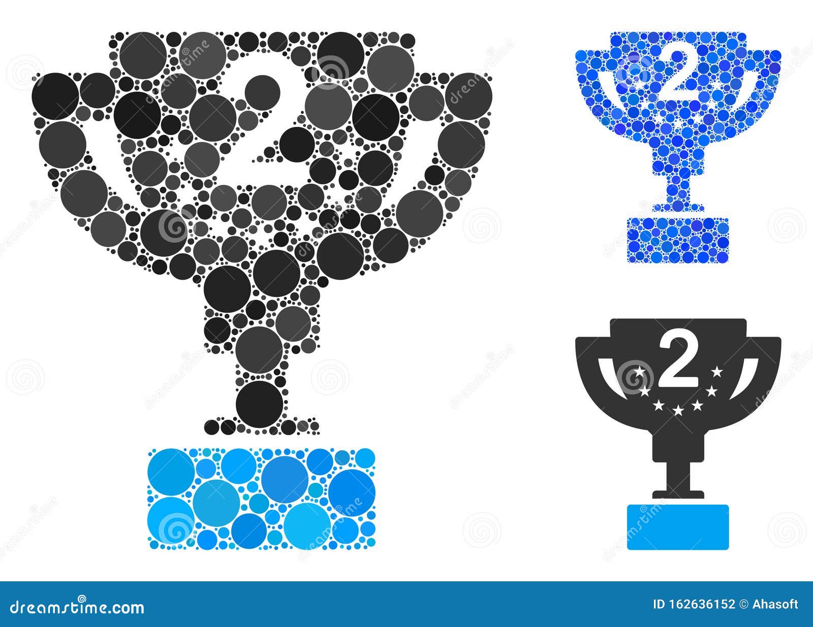 Second Prize Cup Composition Icon of Circle Dots Stock Illustration ...