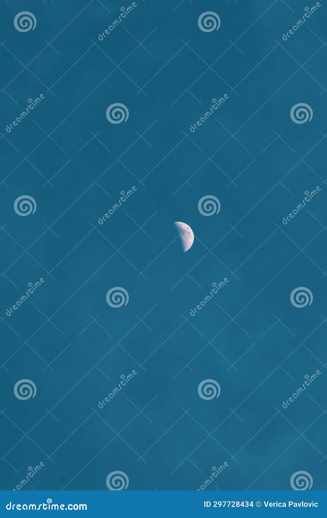 The Second Quarter of the Moon. the Moon in the Clear Evening Sky Stock ...