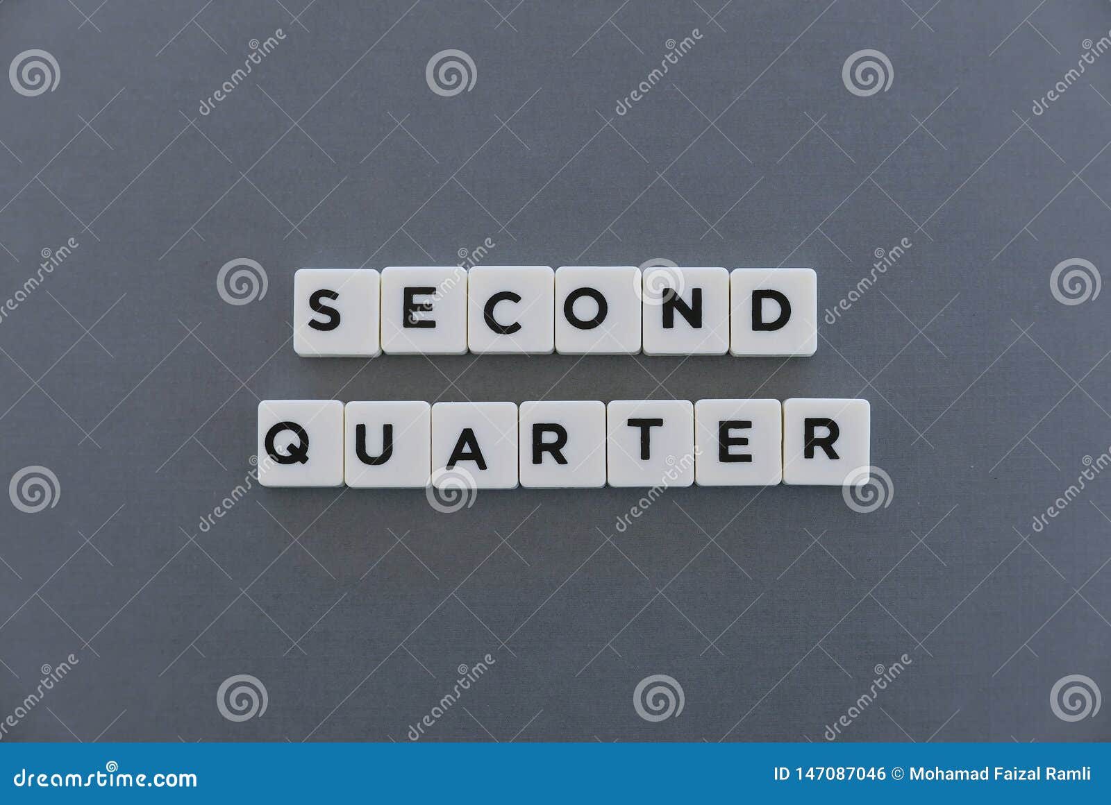 Second Quarter Word Made of Square Letter Word on Grey Background Stock ...