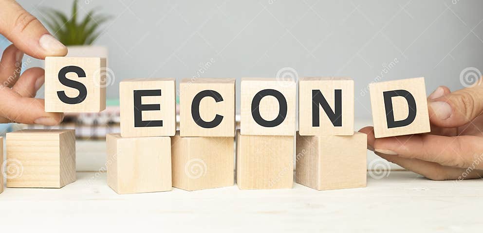 Second Text on Wooden Block Stock Photo - Image of choice, second ...