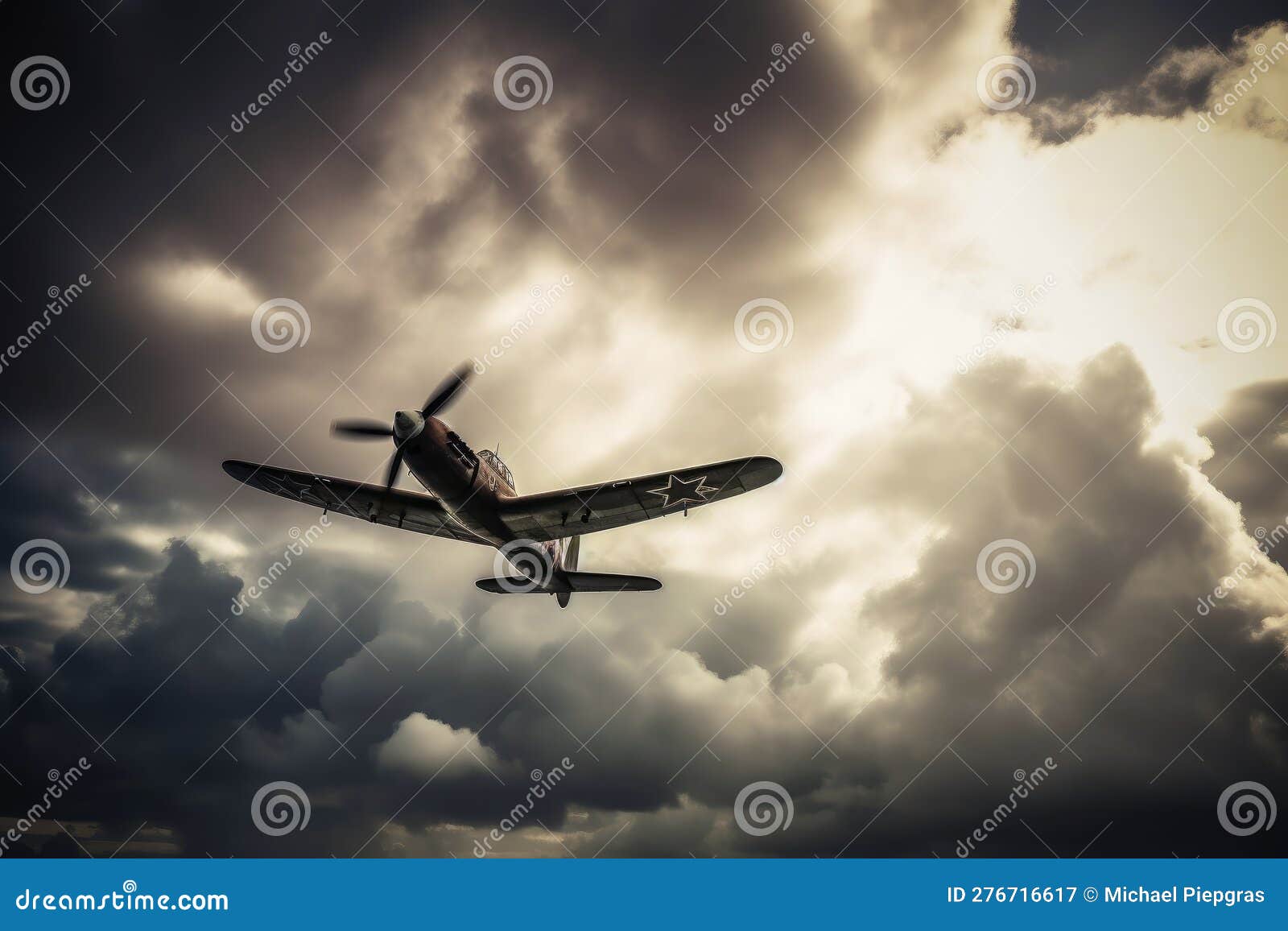 A Second World War Fighting Plane in a Dramatic Sky Created with ...