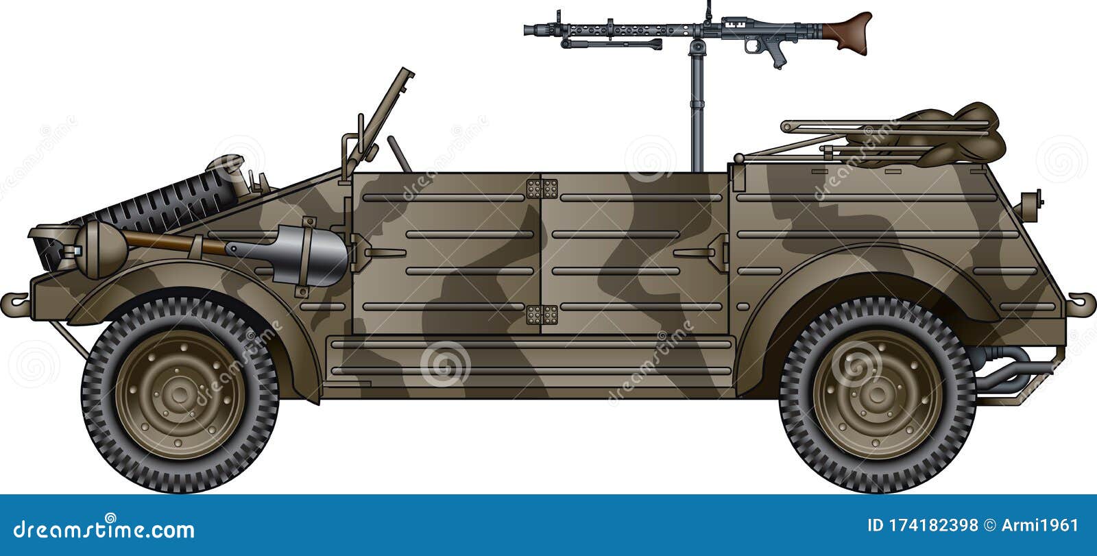 Military Vehicle With Mounted Machine Gun Cartoon Vector ...