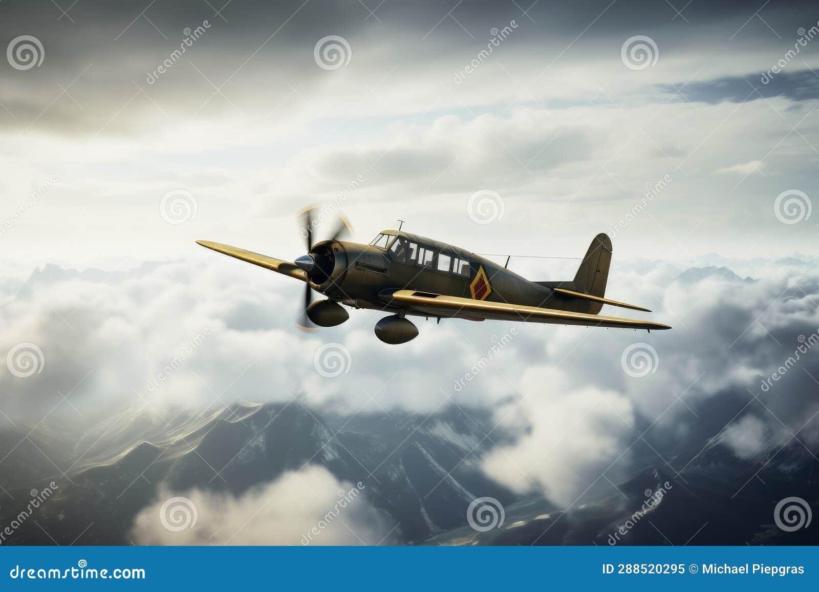 A Second World War Plane in the Dramatic Sky Stock Illustration ...
