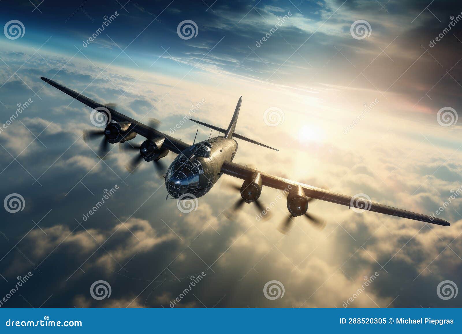 A Second World War Plane in the Dramatic Sky Stock Illustration ...