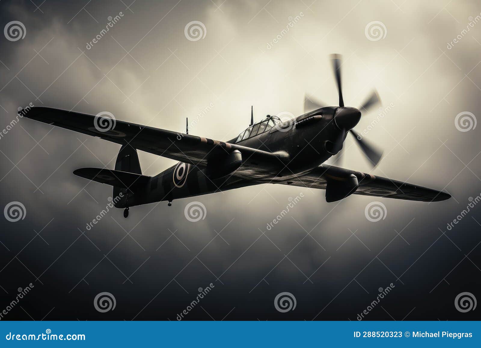 A Second World War Plane in the Dramatic Sky Stock Illustration ...