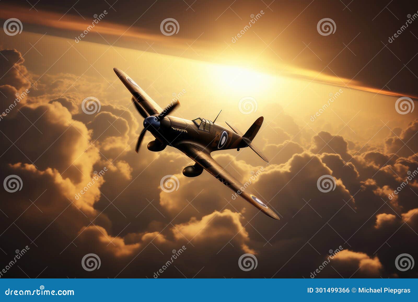 A Second World War Plane in the Dramatic Sky Stock Illustration ...