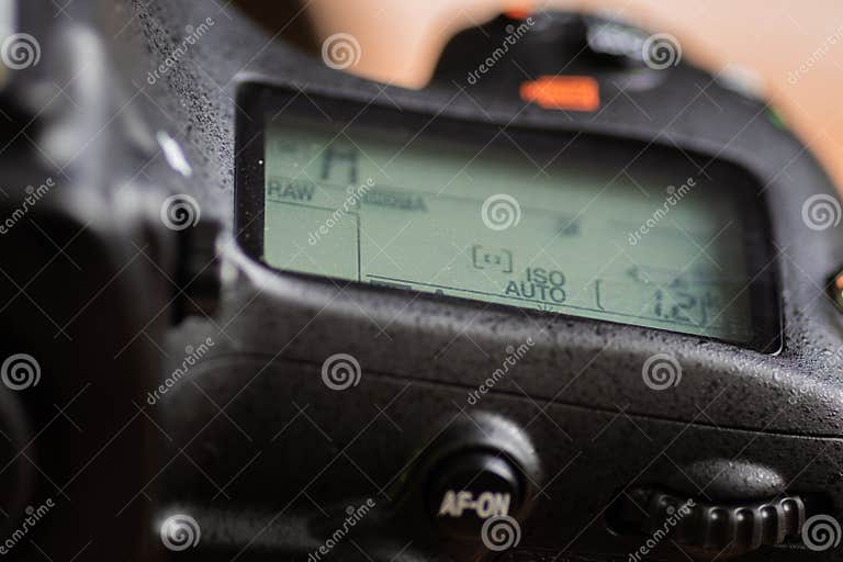 Secondary LCD Display of a Modern DSLR Camera with Camera Settings ...