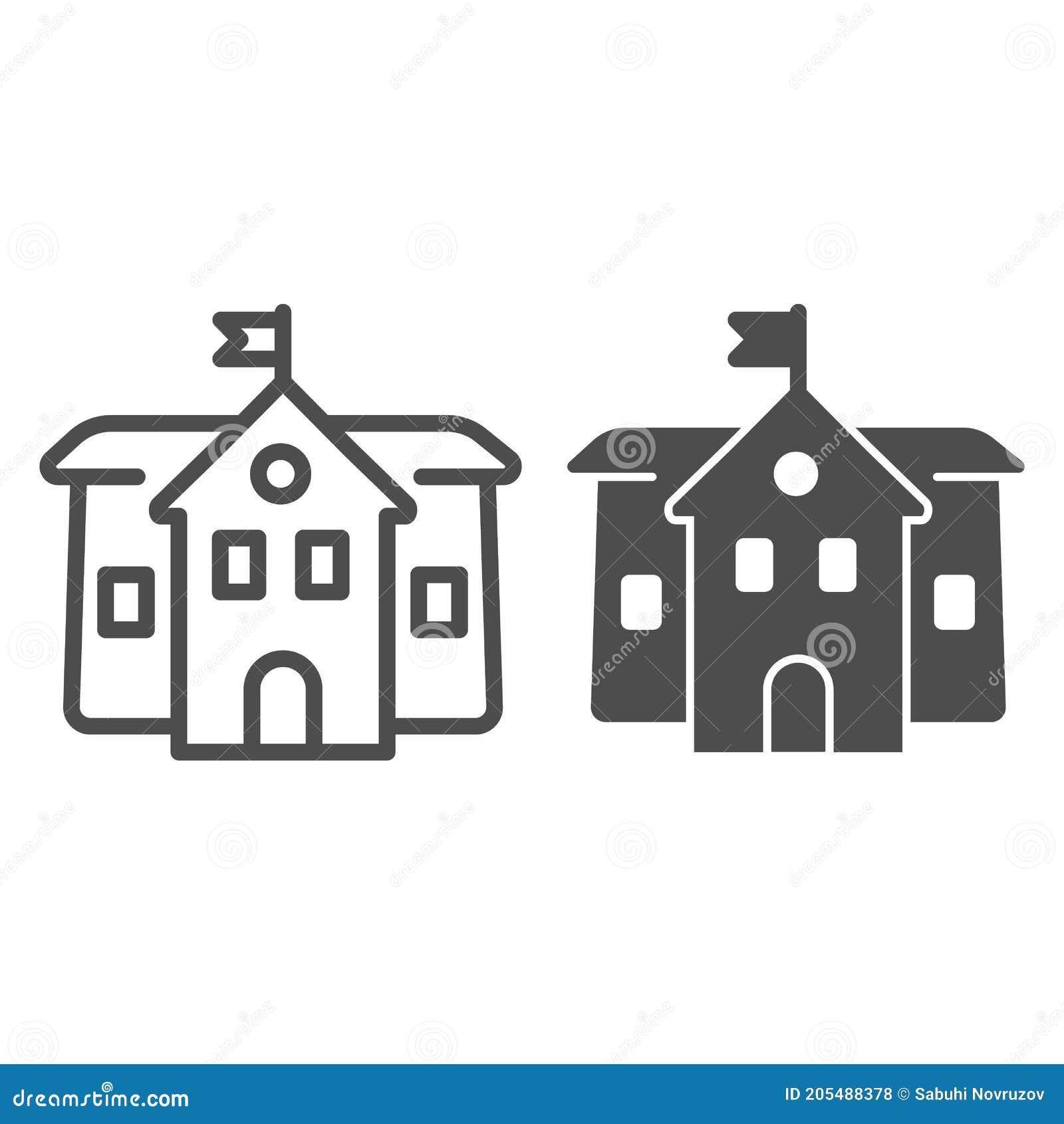 Secondary School Line and Solid Icon, Education Concept, Middle School ...