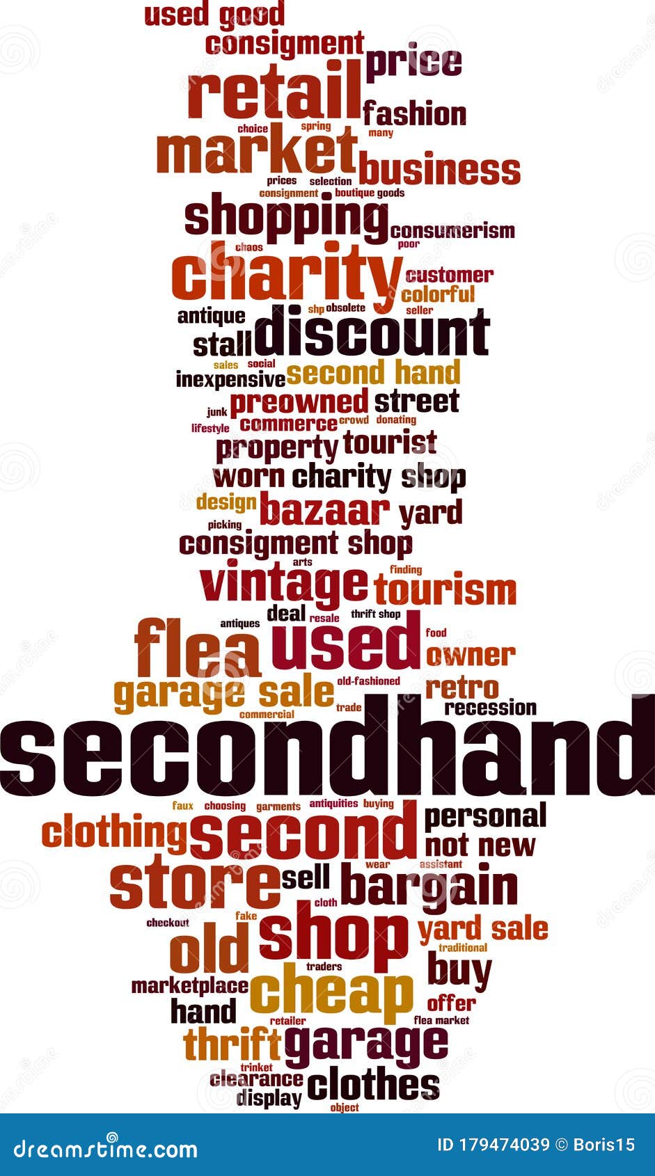 Secondhand word cloud stock vector. Illustration of flea - 179474039