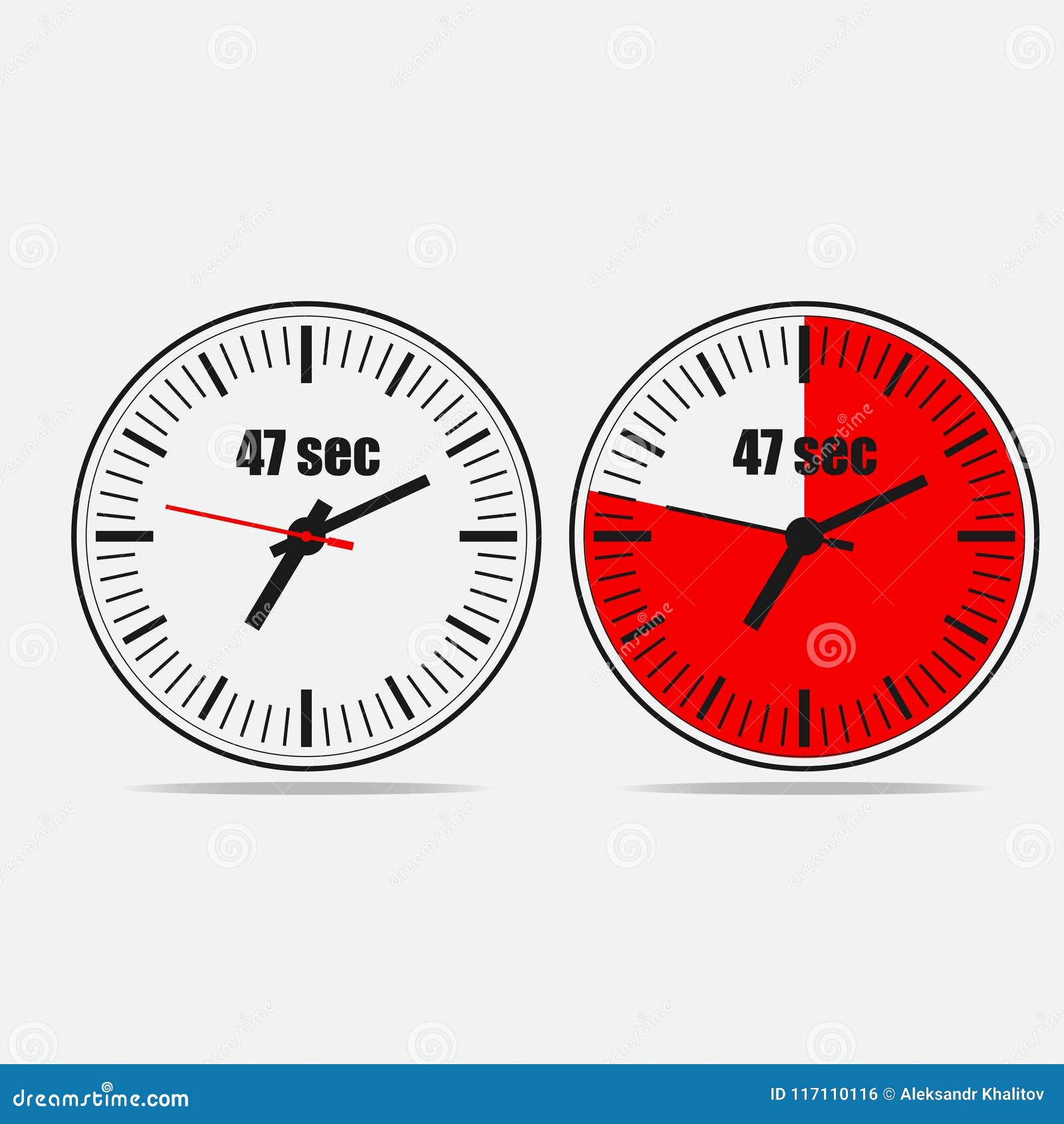 47 Seconds Clock on Gray Background Stock Illustration - Illustration ...