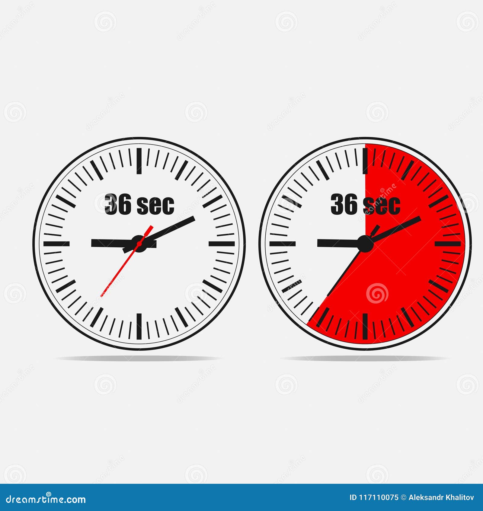 36 Seconds Clock on Gray Background Stock Illustration - Illustration ...